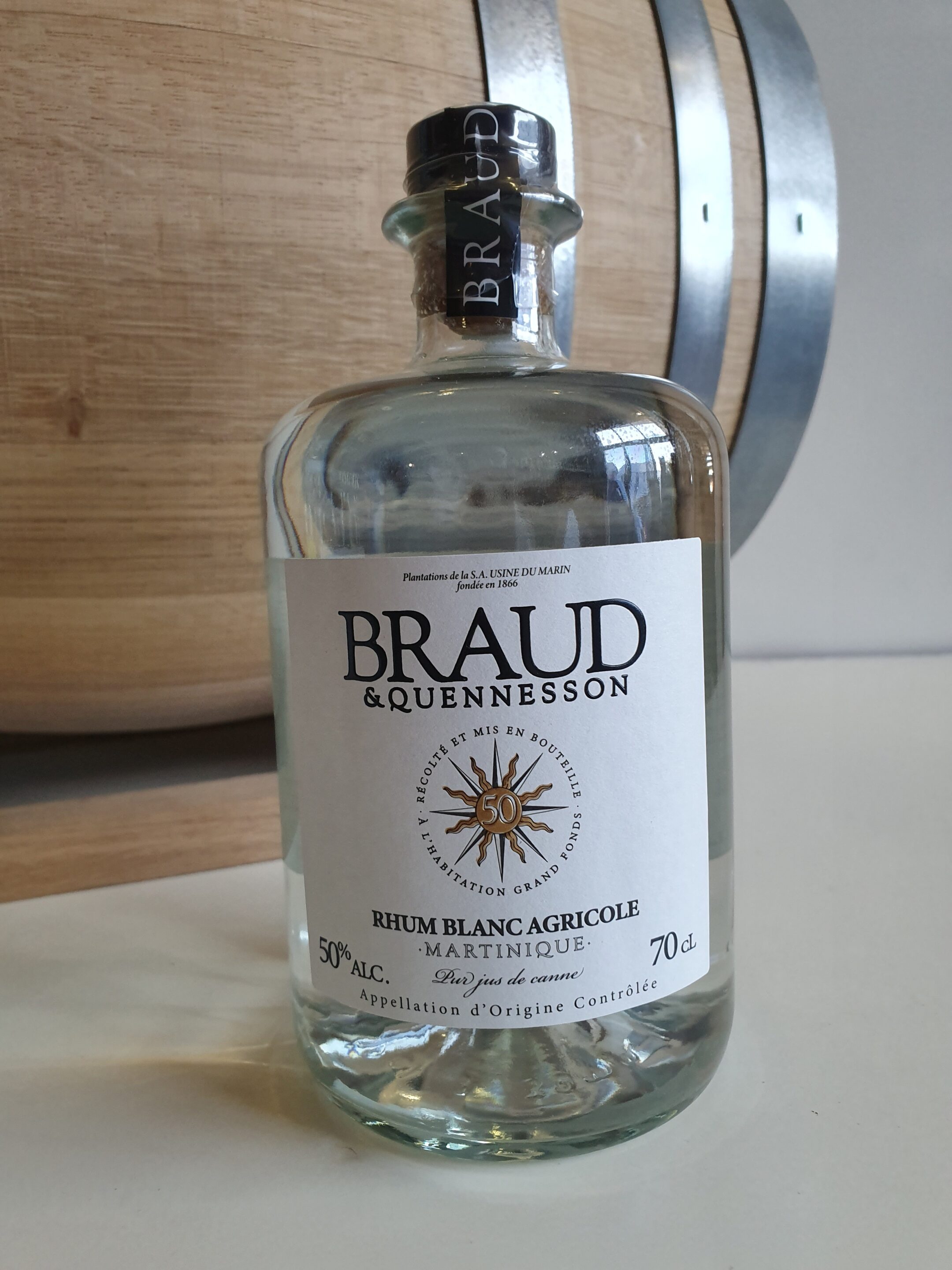 RHUM BLANC BRAUD ET QUENNESSON 70 CL 50° - Rhum Caraibes